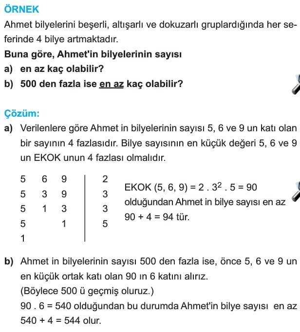 Ebob ve Ekok konu anlatımı test soruları çözümleri 9. Sınıf