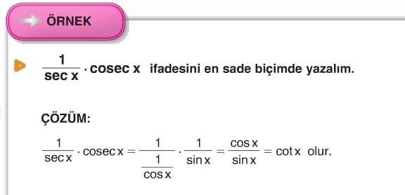 Sekant ve Kosekant Fonksiyonları konu anlatımı soruları çözümleri 11. Sınıf