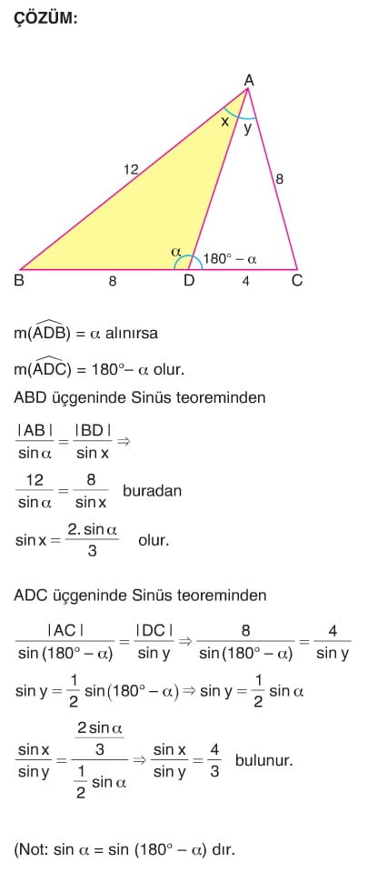 Sinüs Teoremi konu anlatımı test soruları çözümleri 11. Sınıf
