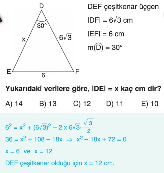 Sinüs ve Kosinüs Teoremleri konu anlatımı soruları çözümleri 11. Sınıf