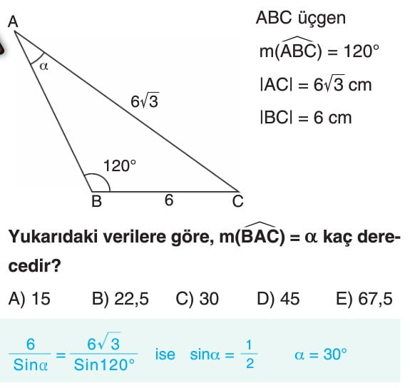 Sinüs ve Kosinüs Teoremleri konu anlatımı soruları çözümleri 11. Sınıf
