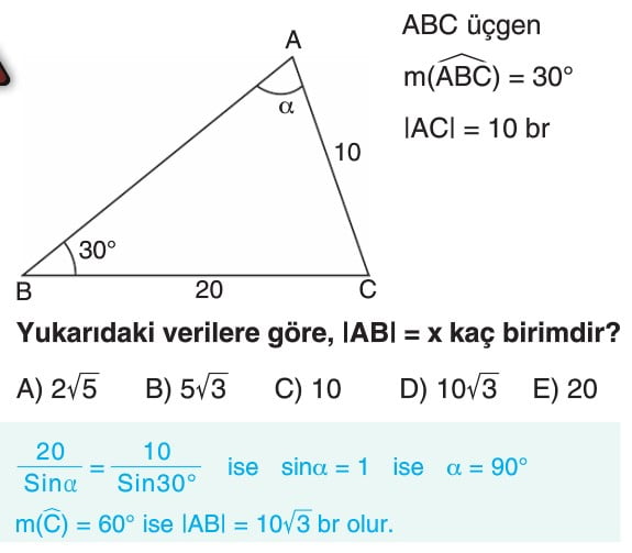 Sinüs ve Kosinüs Teoremleri konu anlatımı soruları çözümleri 11. Sınıf